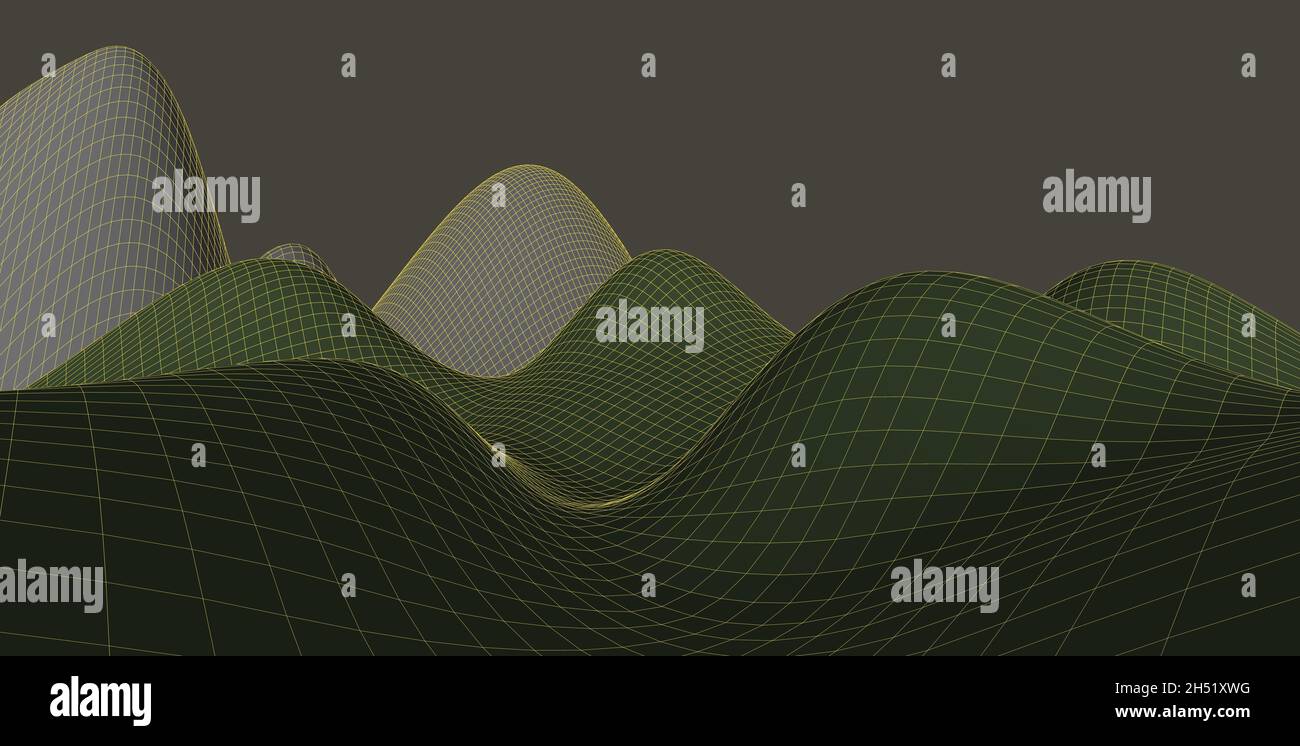 Abstract 3d wireframe terrain ,3d Illustration ,Outline curve Stock ...