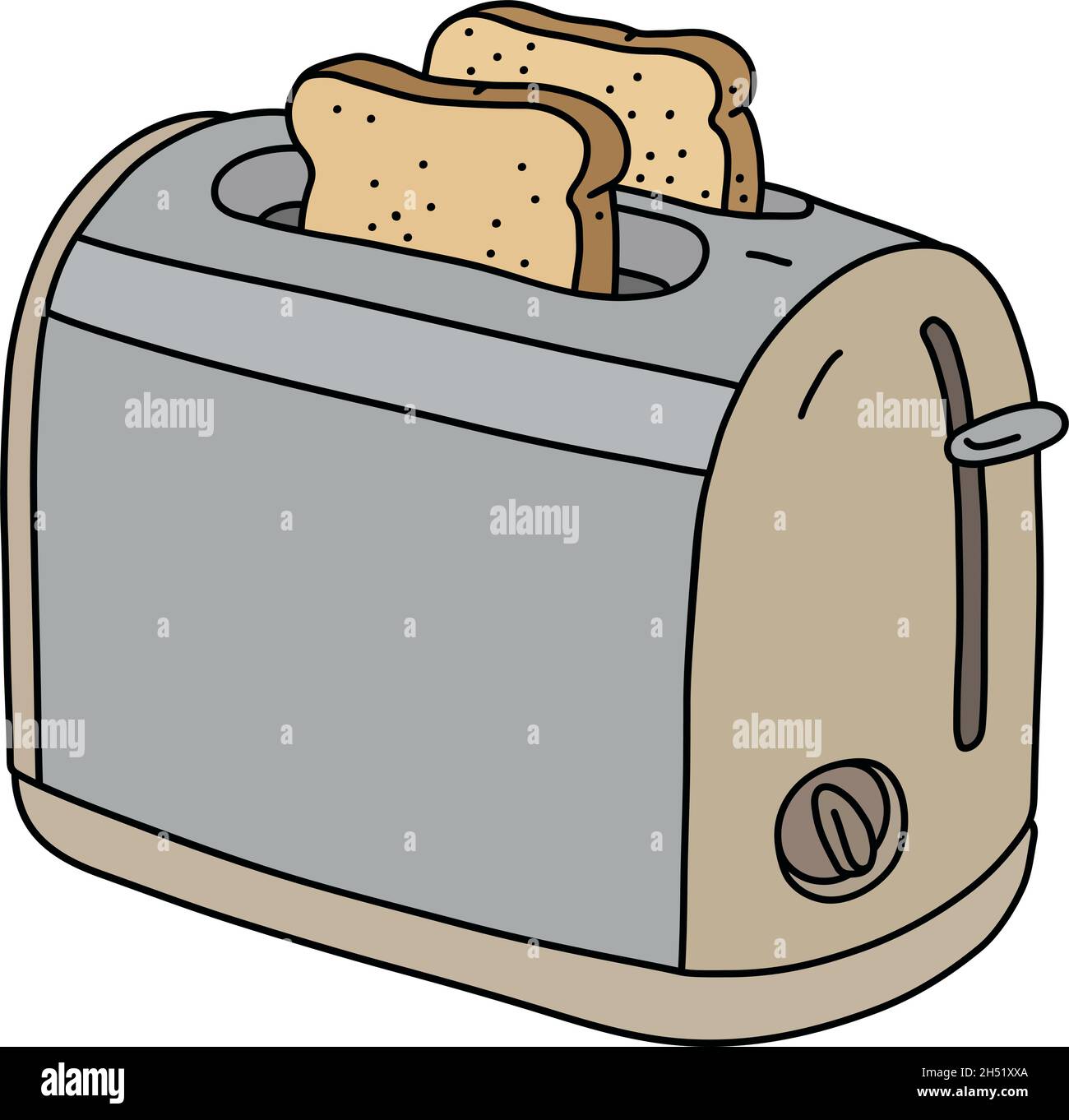 The vectorized hand drawing of a cream electric toaster Stock Vector ...