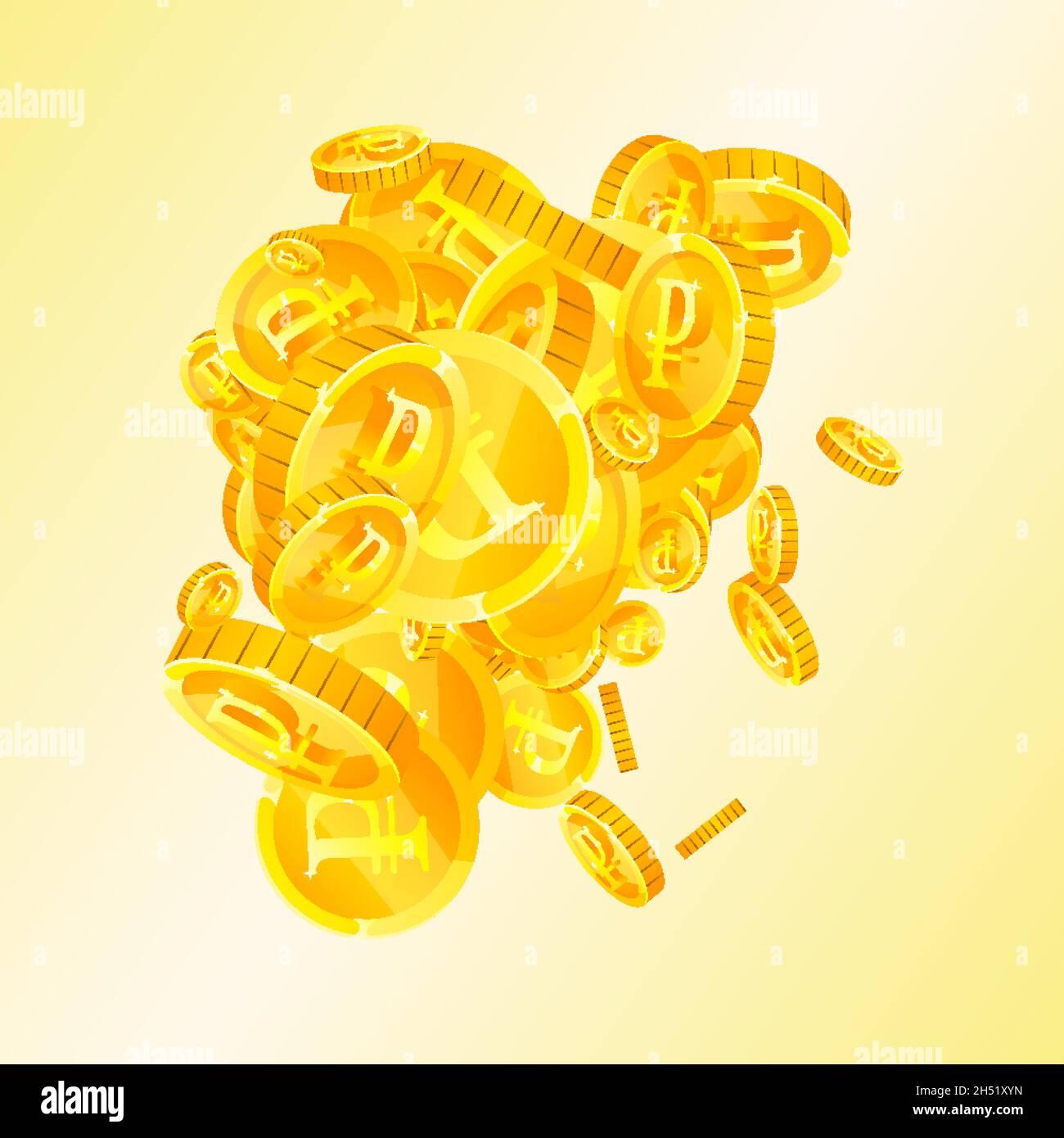 Russian ruble coins falling. Classy scattered RUB coins. Russia money ...
