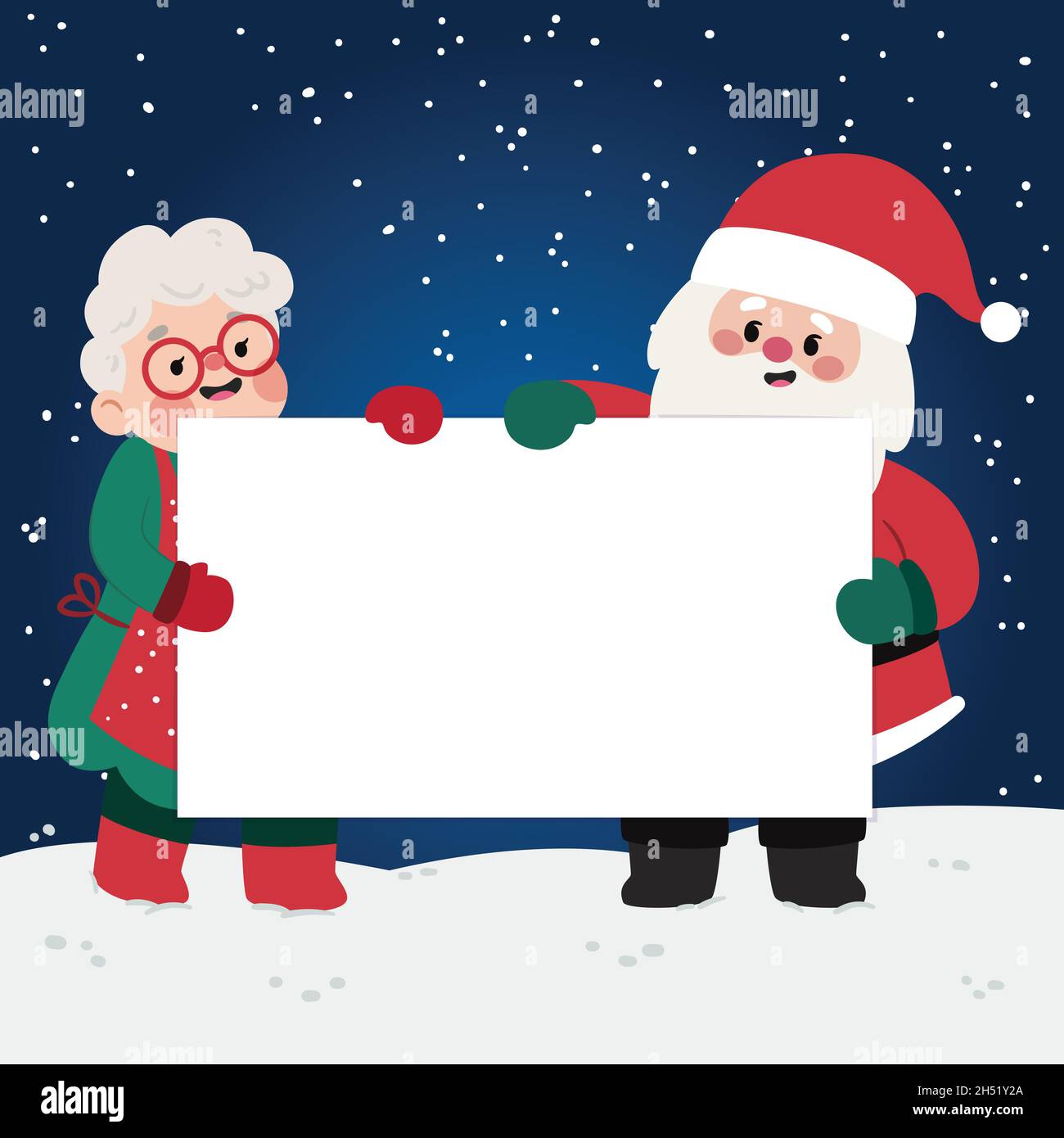 christmas characters holding blank banner vector design illustration ...