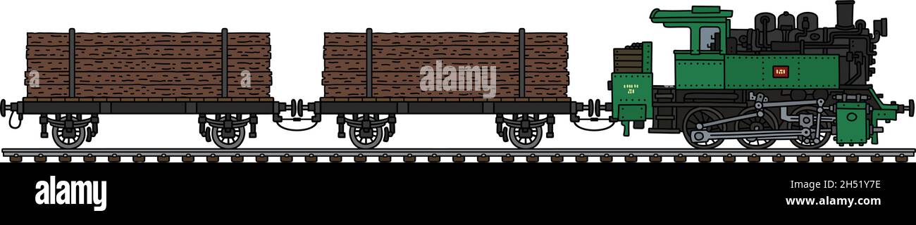 The vectorized hand drawing of a vintage timber steam train Stock ...