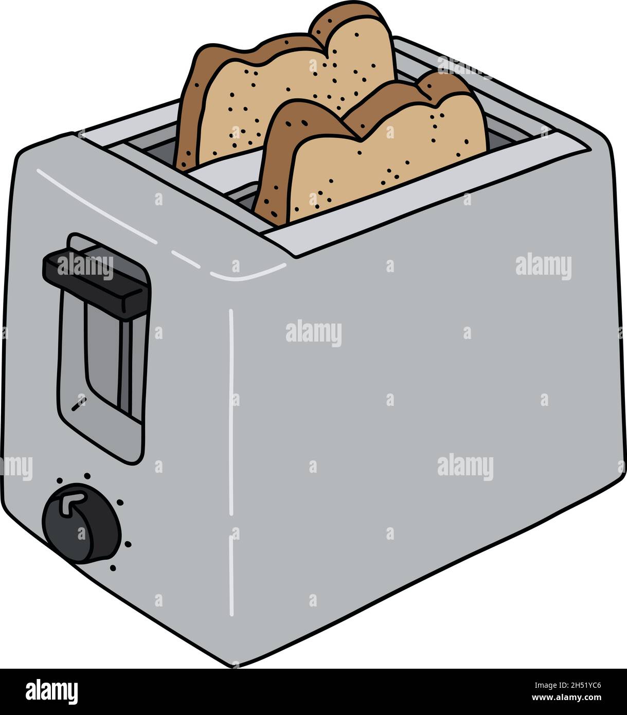 The vectorized hand drawing of a stainless steel electric toaster Stock ...