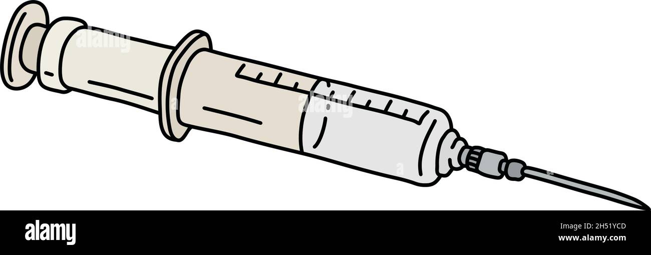 The vectorized hand drawing of a big plastic syringe Stock Vector Image ...