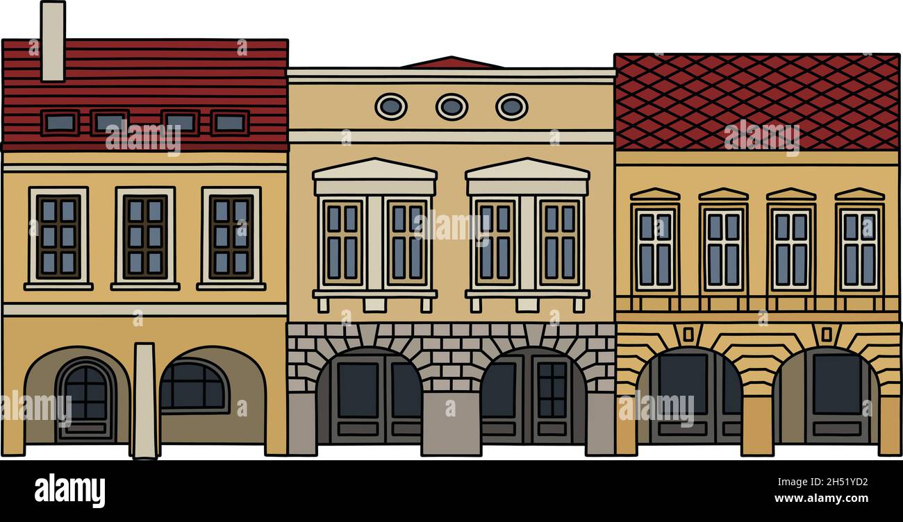 The hand drawing of three historical burger houses Stock Vector Image ...