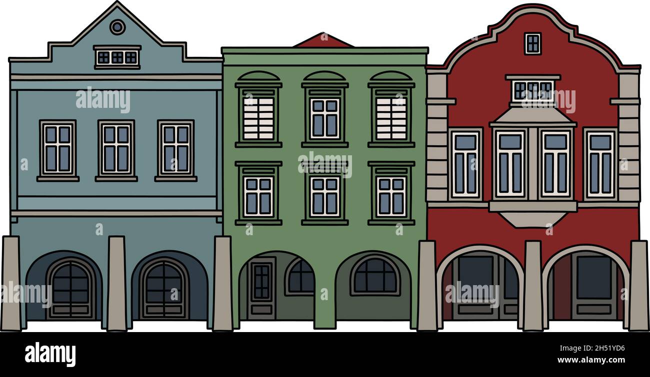 The hand drawing of three historical burger houses Stock Vector Image ...