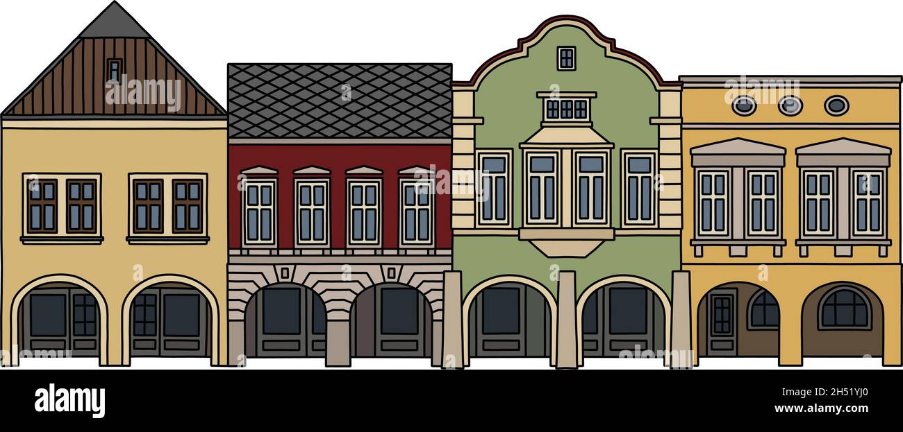 The hand drawing of four historical burger houses Stock Vector Image ...