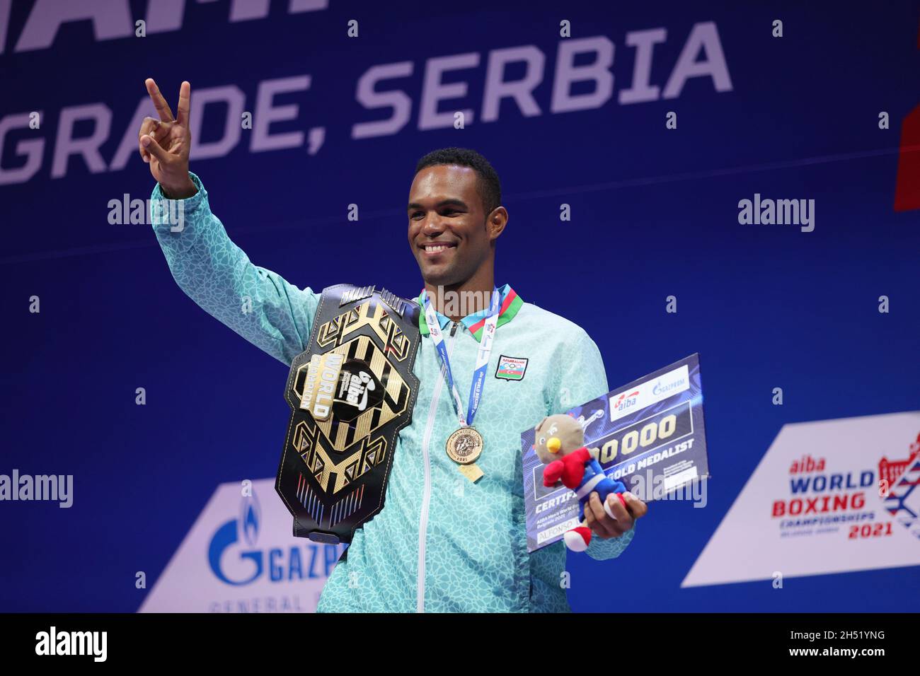 Belgrade, Serbia. 5th Nov, 2021. Gold medalist Alfonso Dominguez Loren ...