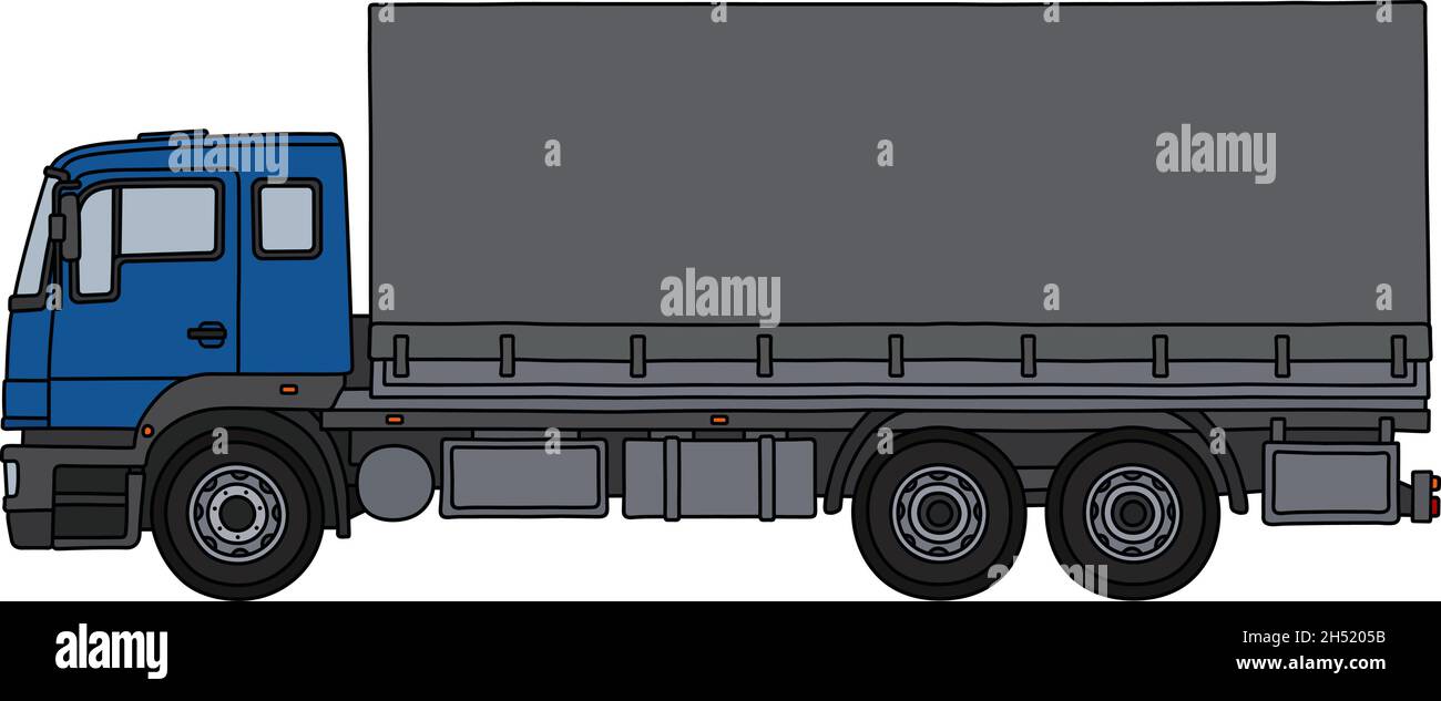 The hand drawing of a blue heavy cover truck Stock Vector Image & Art ...