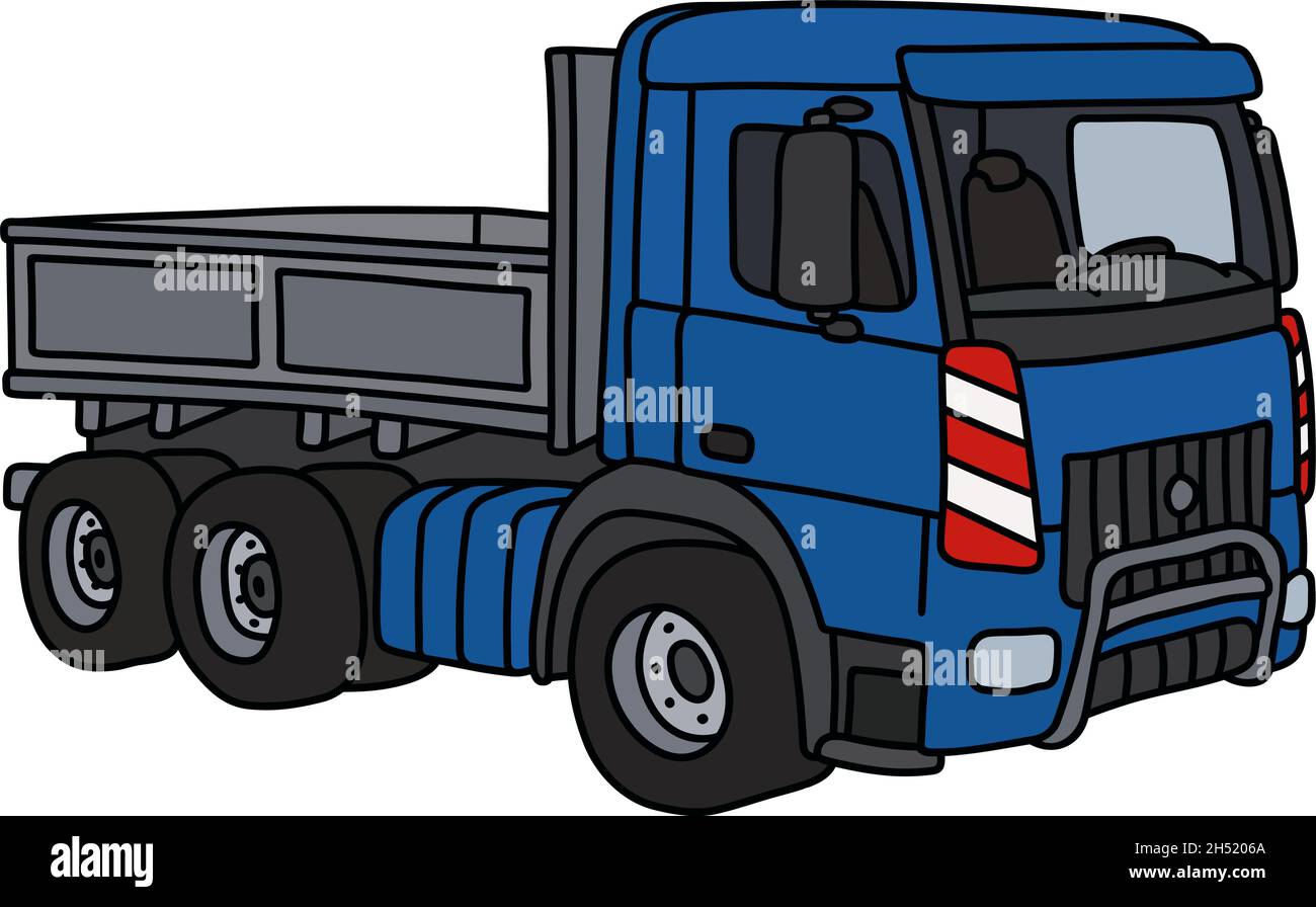 The vectorized hand drawing of a blue truck Stock Vector Image & Art ...
