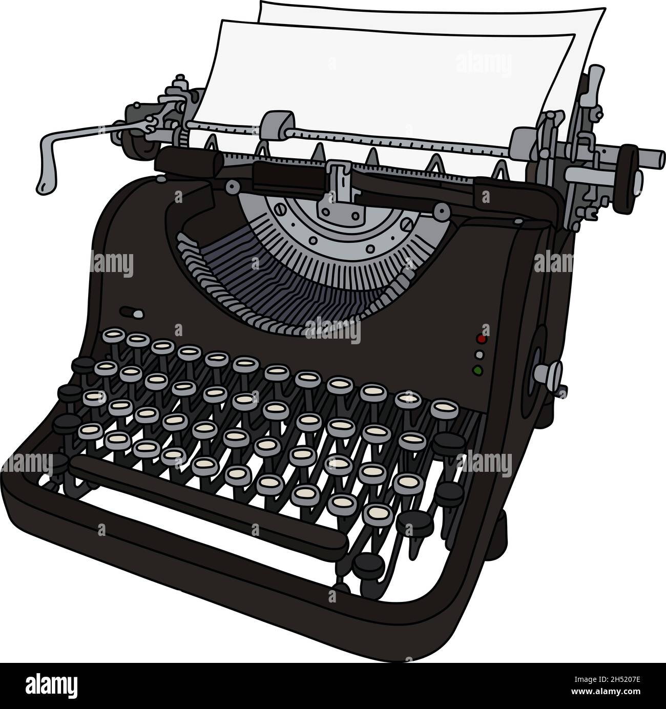 The vectorized hand drawing of a vintage typewriter Stock Vector Image ...
