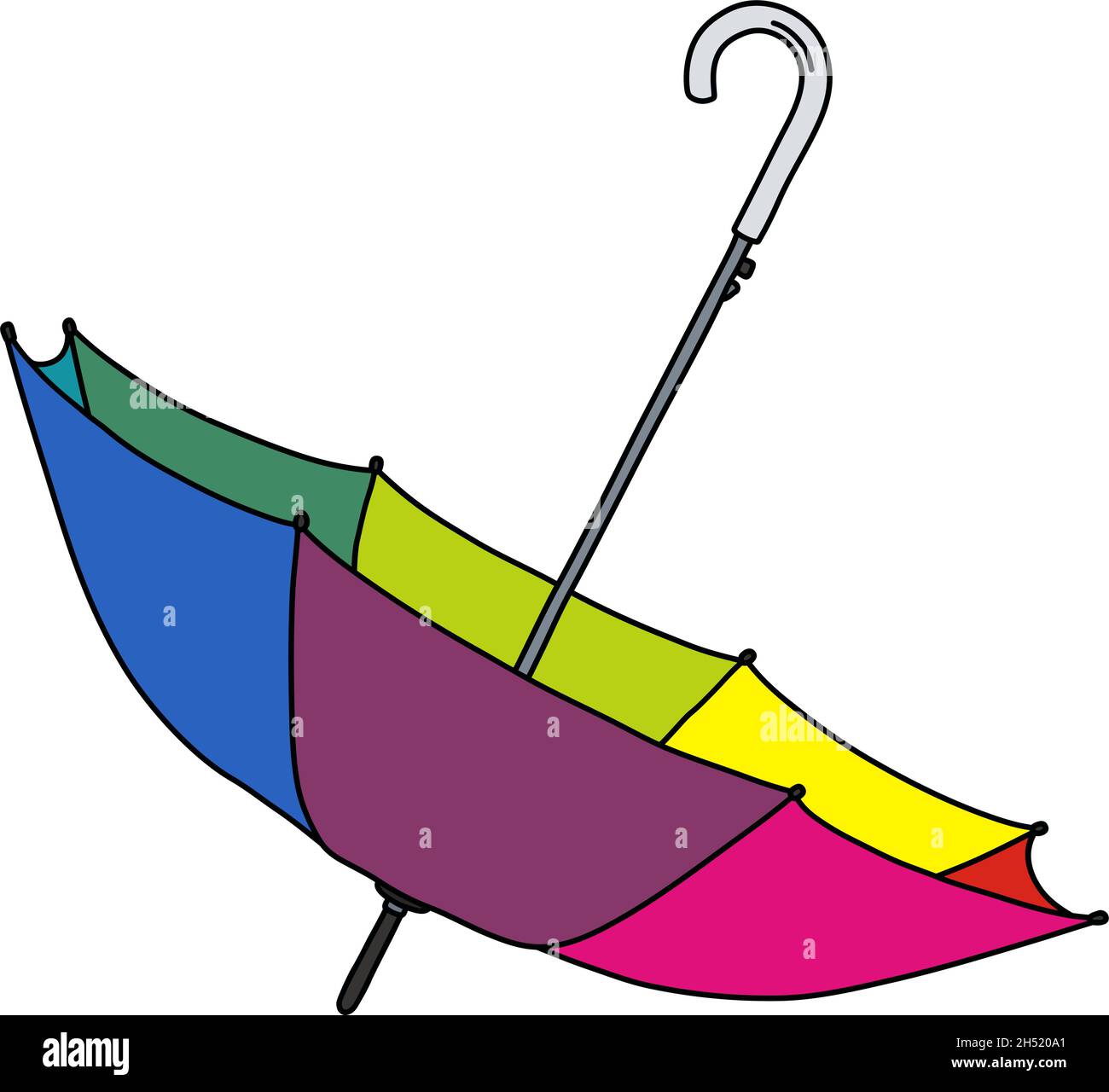 The vectorized hand drawing of a rainbow color umbrella Stock Vector ...