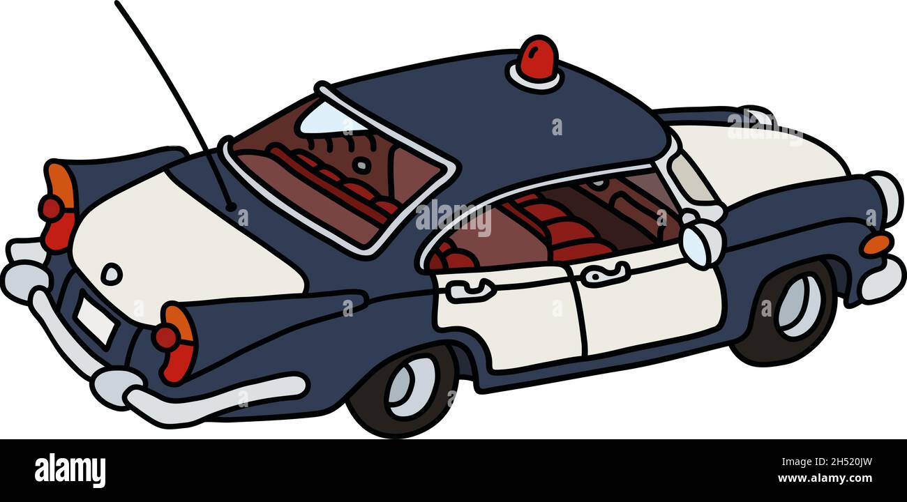 The vectorized hand drawing of a funny old american police car Stock ...