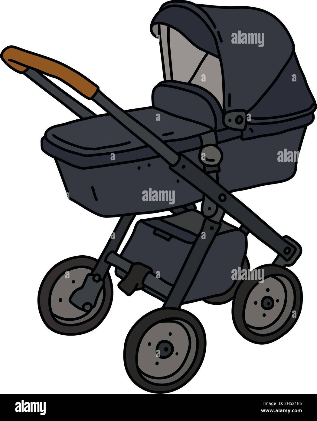 The vectorized hand drawing of a black stroller Stock Vector Image ...