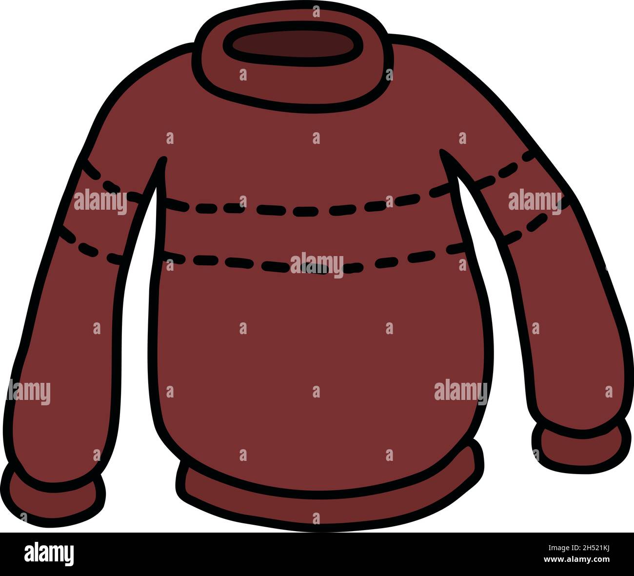 The vectorized funny hand drawing of a dark red woolen sweater Stock ...