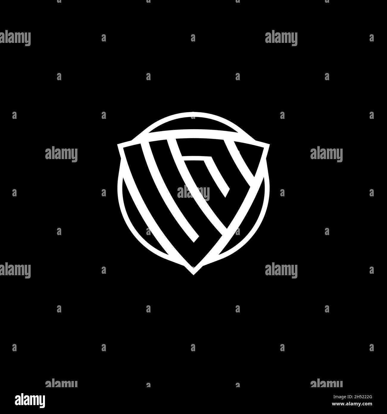 UD Monogram logo letter with triangle shield and circle shape style ...