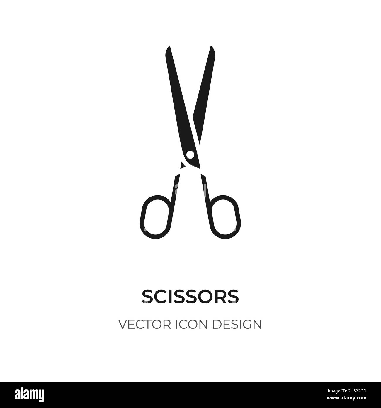 Scissor black glyph icon. Flat style graphic design template for logo ...