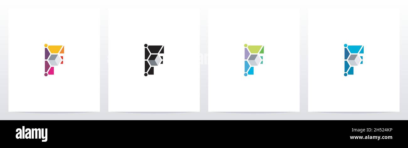 Cube With Nodes On Letter Logo Design F Stock Vector Image & Art - Alamy