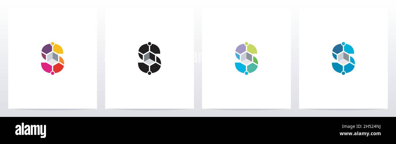 Cube With Nodes On Letter Logo Design S Stock Vector Image & Art - Alamy