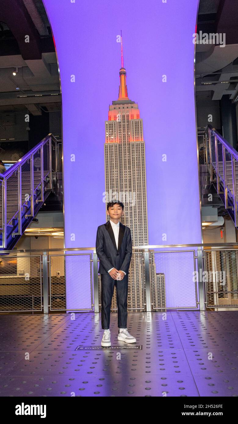 New York, USA. 05th Nov, 2021. Actor Izaac Wang attends Empire State Building hosting cast of ...