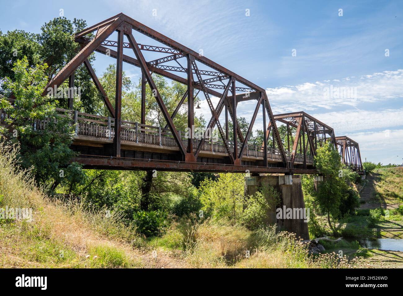 Old iron rusty bridge over a Putah Creek in Winters CA Stock Photo - Alamy