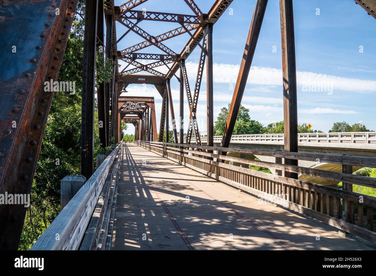 Old iron rusty bridge over a Putah Creek in Winters CA Stock Photo - Alamy