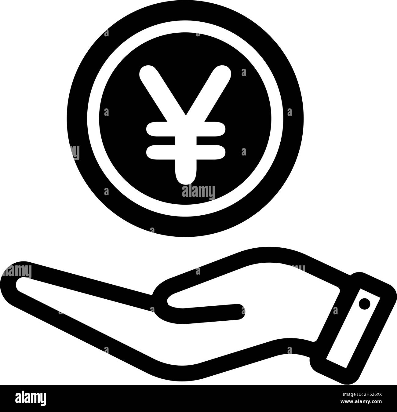 Money on hand ( JPY, Japanese yen ) vector icon illustration Stock ...