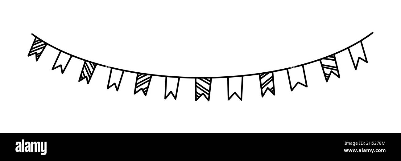 Garland with flags for carnival or celebration. Decor garland isolated on white background ...