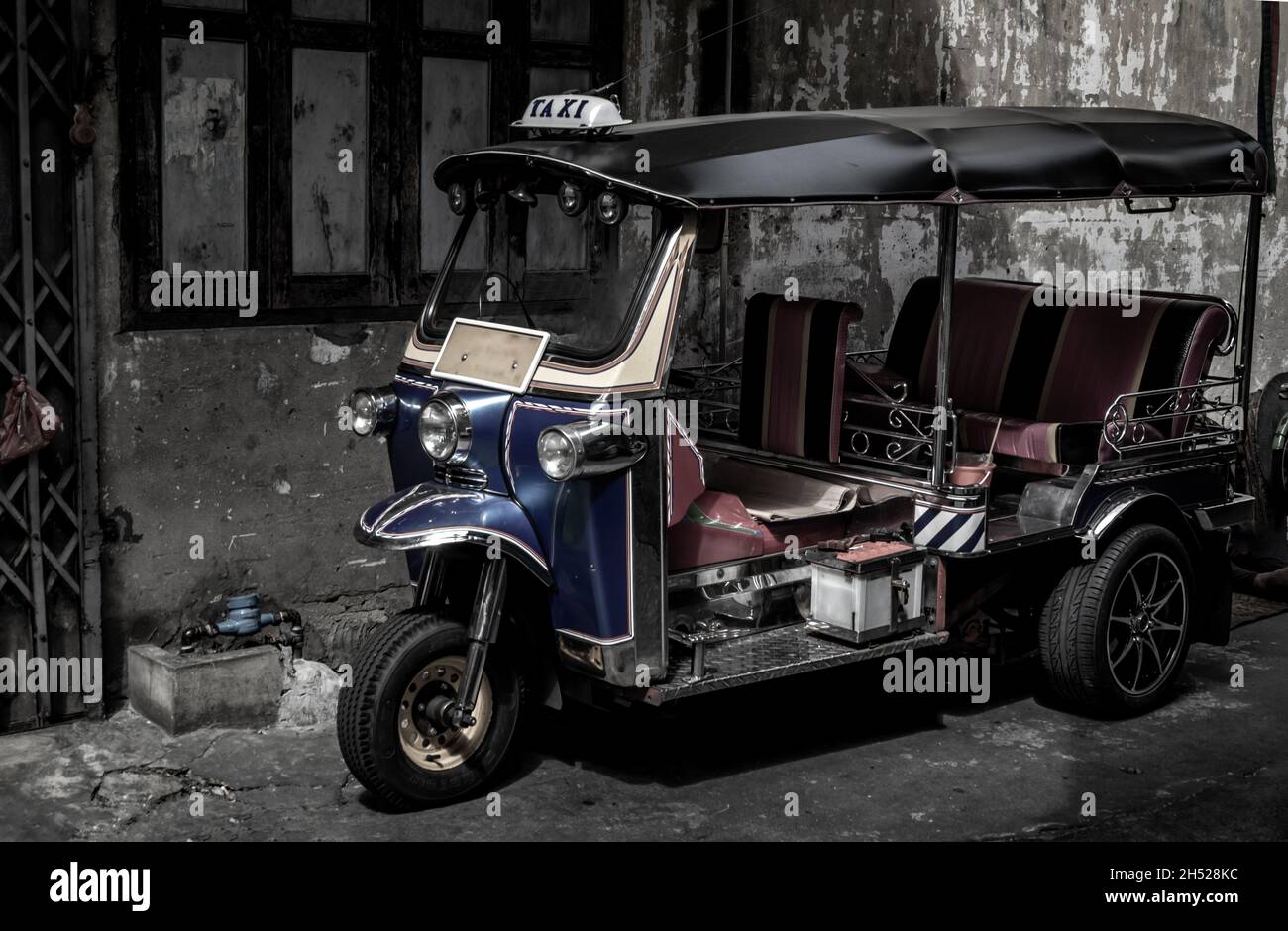 Bangkok, Thailand - Dec 7, 2019 : Famous blue Tuk Tuk, Thai traditional ...
