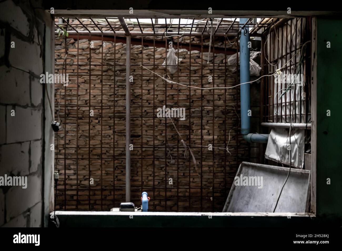 Old abandoned building interior that is being renovated. commercial ...