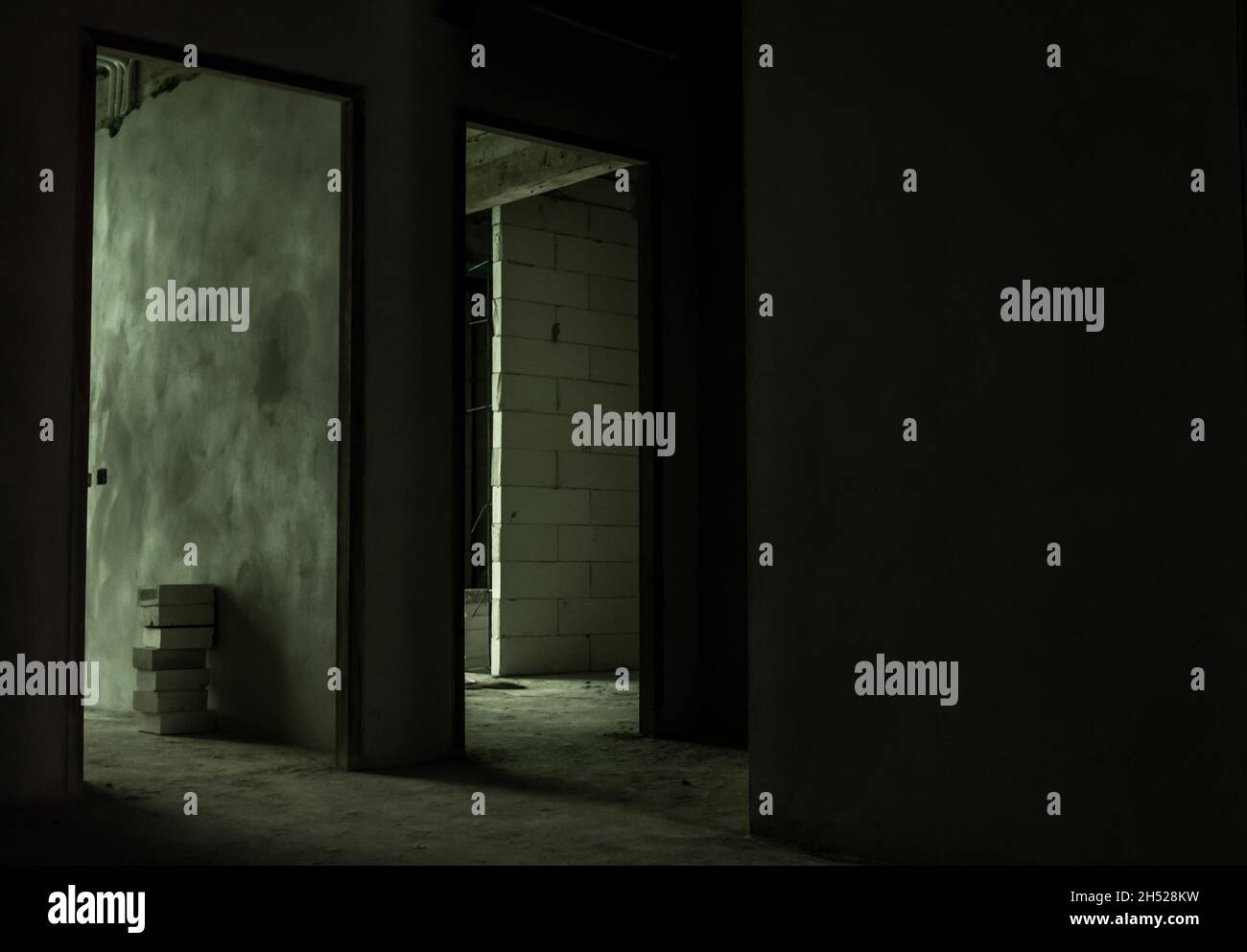 Old abandoned building interior that is being renovated. commercial ...