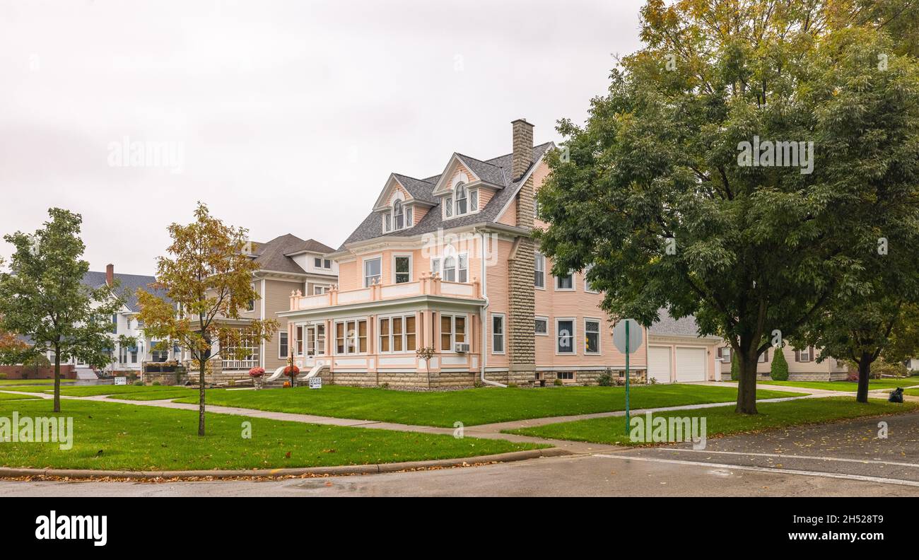 Wauseon, Ohio, USA - October 24, 2021: neighborhood displaying old ...
