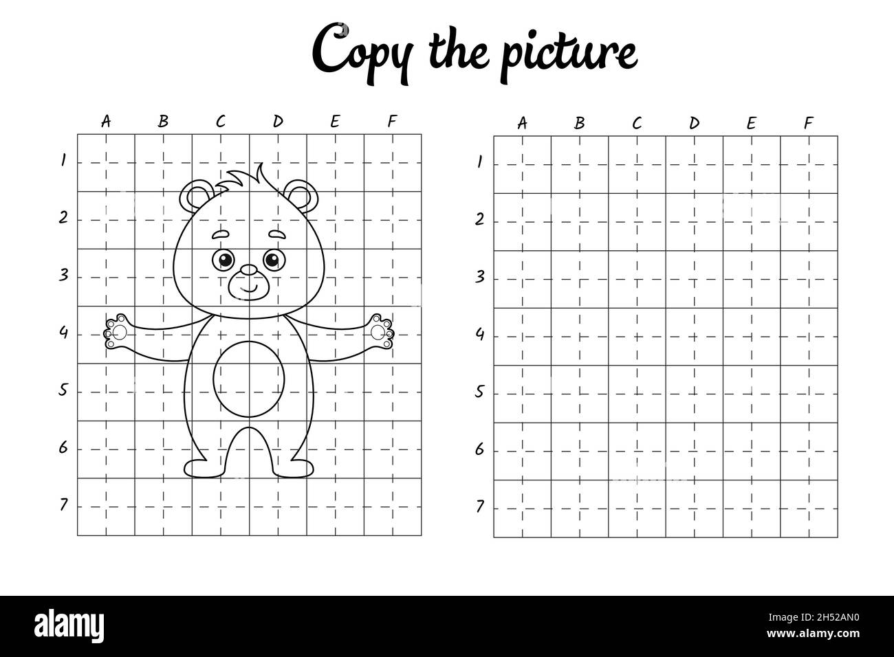 Copy the picture. Draw by grid. Coloring book pages for kids ...
