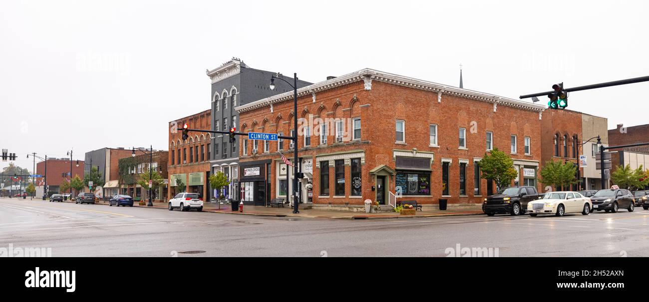 Defiance, Ohio, USA - October 24, 2021: The Historic business district ...