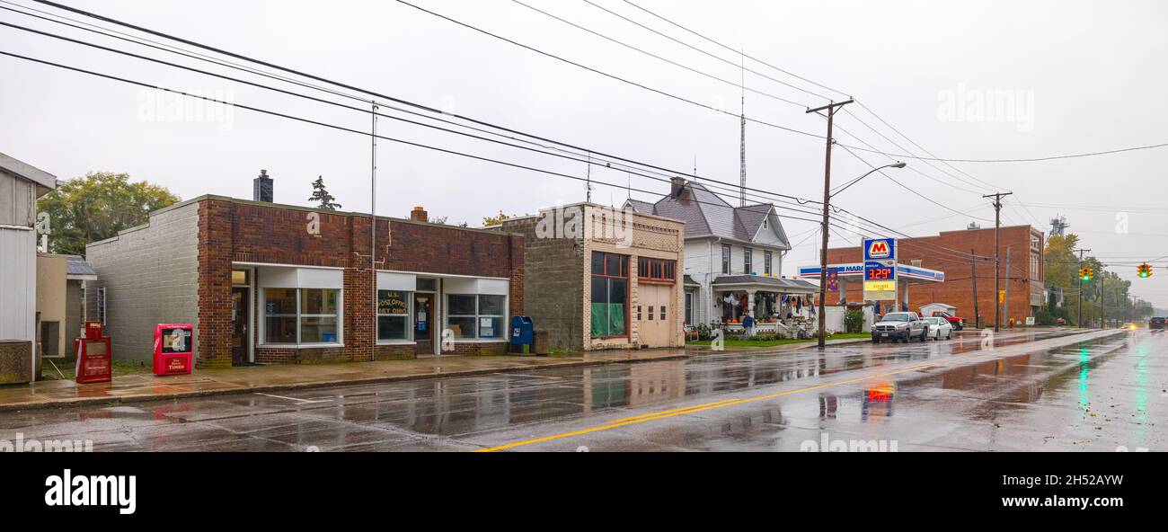 Ney, Ohio, USA - October 24, 2021: The historic business district along ...