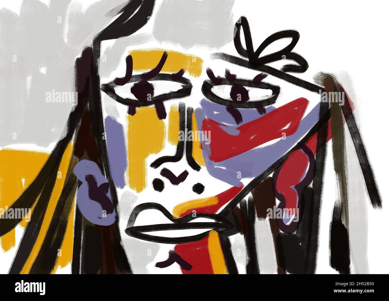 Funny confident character portrait painting cubism with Inspiration of ...