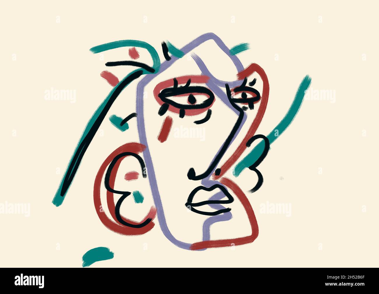 Bizarre Geometrical man abstract portrait furious with big eye, nose ...