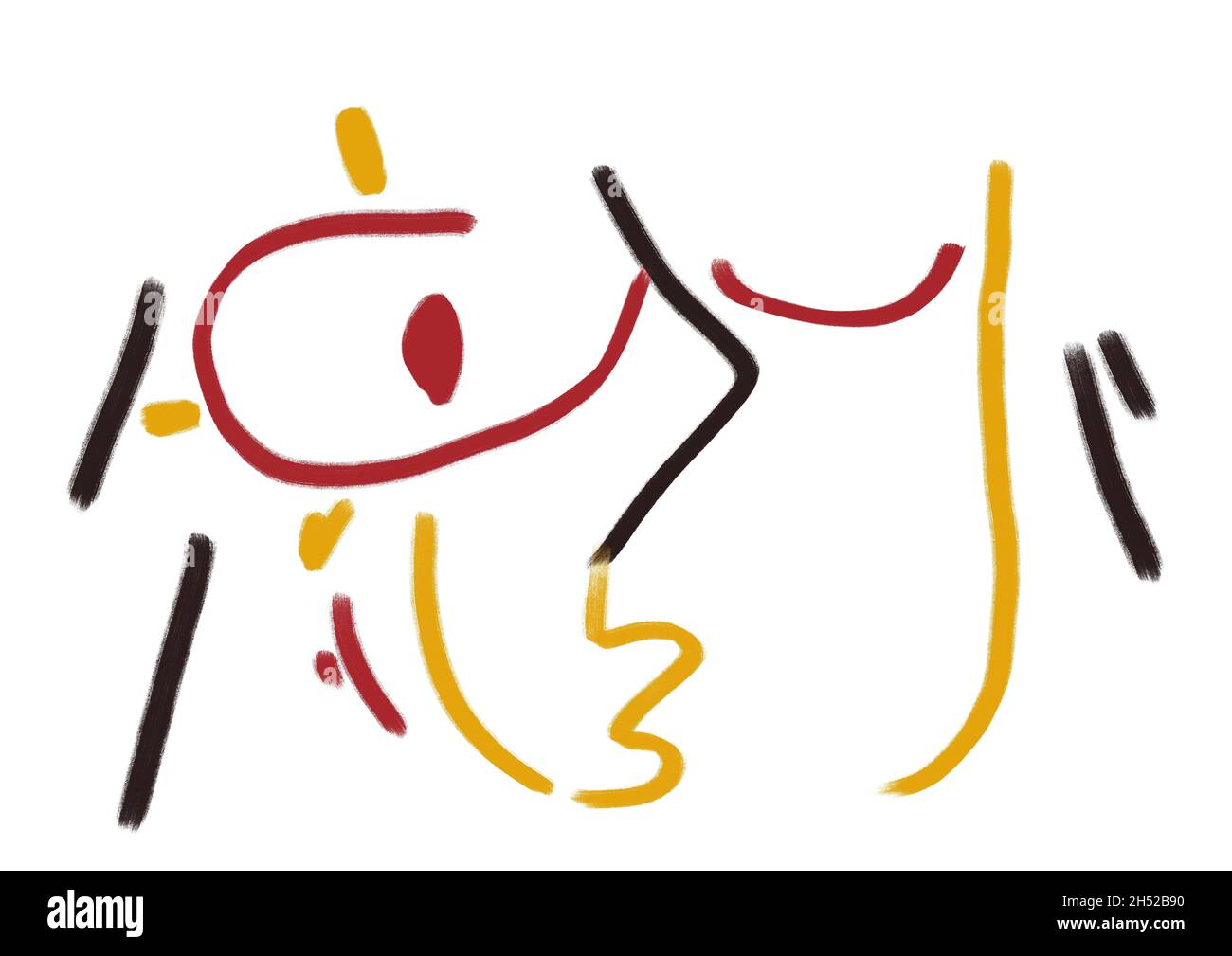 Amusing totally abstract portrait with big eye, nose and hear painting ...