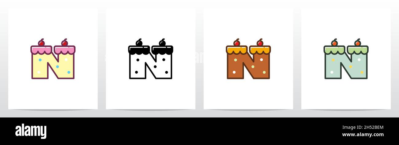 Cake With Cherry On Top Formed Letter Logo Design N Stock Vector Image ...