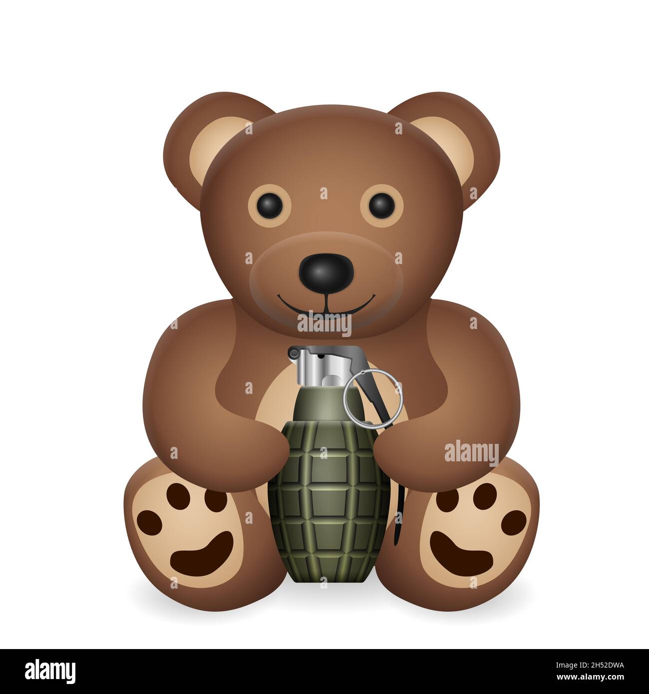 Teddy bear with grenade on a white background. Vector illustration ...