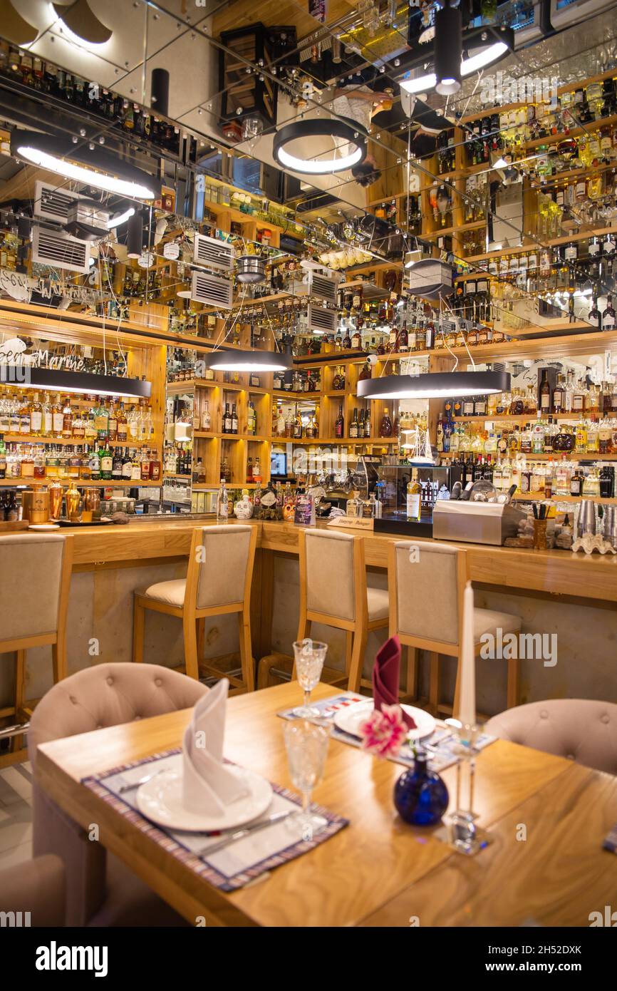 Image of big bar in night restaurant indoor Stock Photo - Alamy