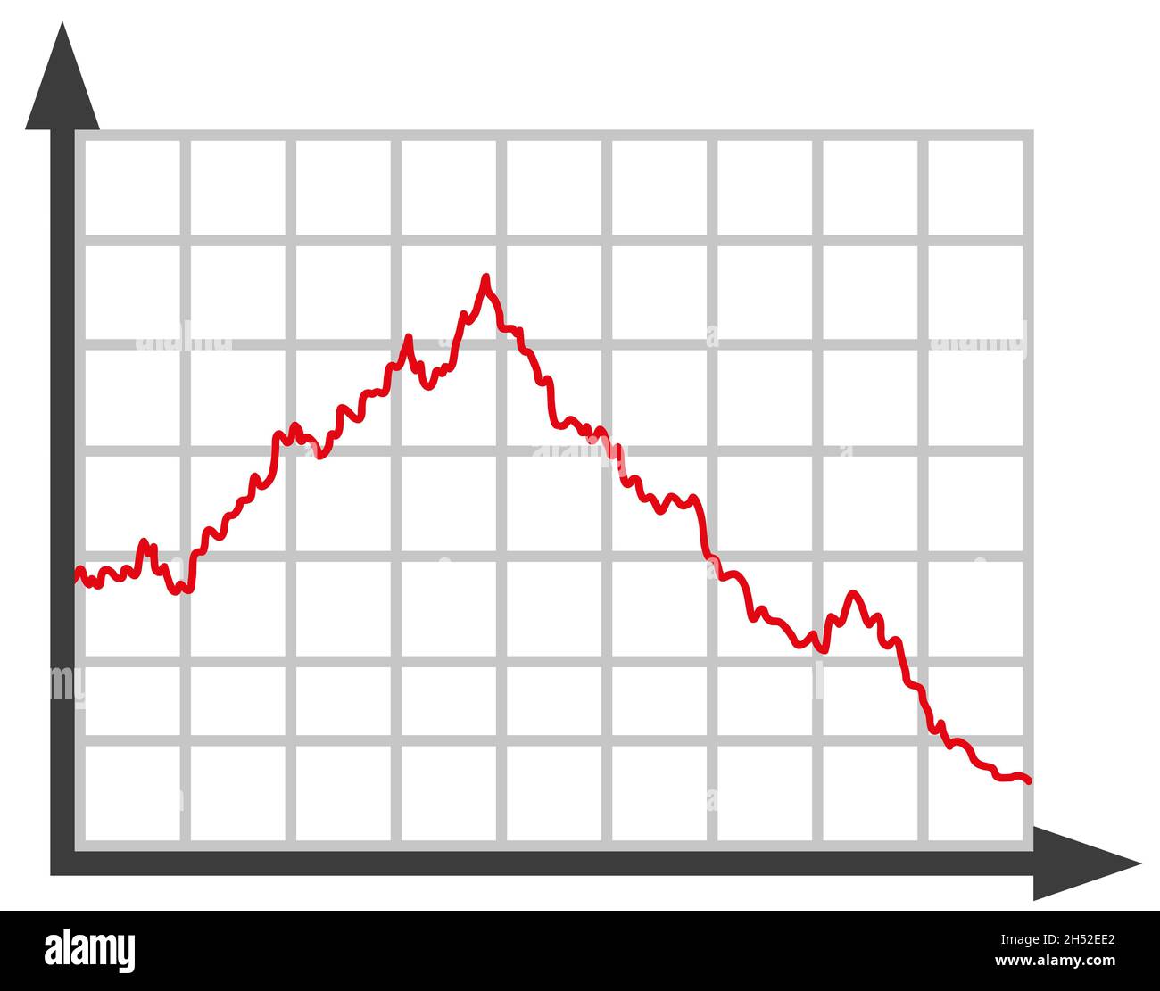 Graph with decrease report. Diagram with recession and bankruptcy progress. Business and finance ...