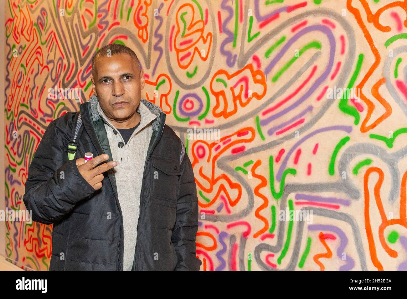 New York, USA. 05th Nov, 2021. Artist Angel Ortiz attends special viewing of the Fiorucci Wall ...