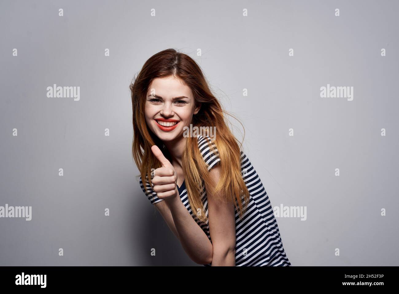 cheerful woman hairstyle joy posing fashion attractive look light ...