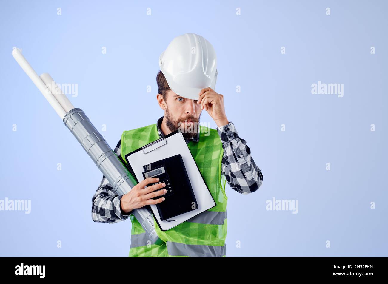 engineer construction work design profession blue background Stock ...