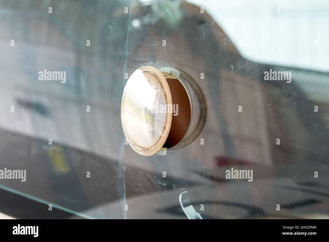 The air pressure balance port on the hood of the small aircraft cockpit ...