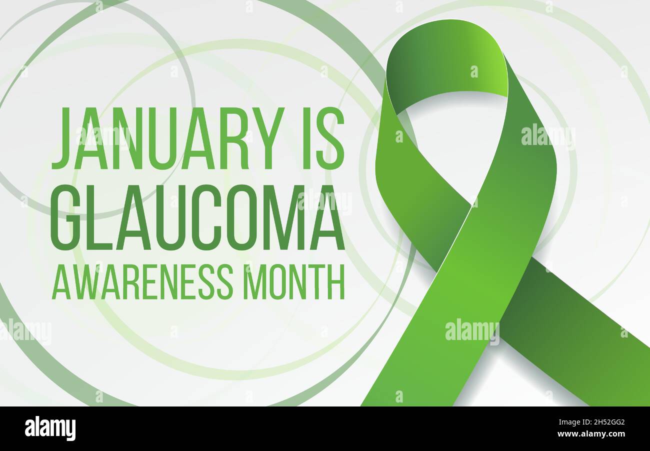Glaucoma Awareness Month concept. Banner with green ribbon awareness ...