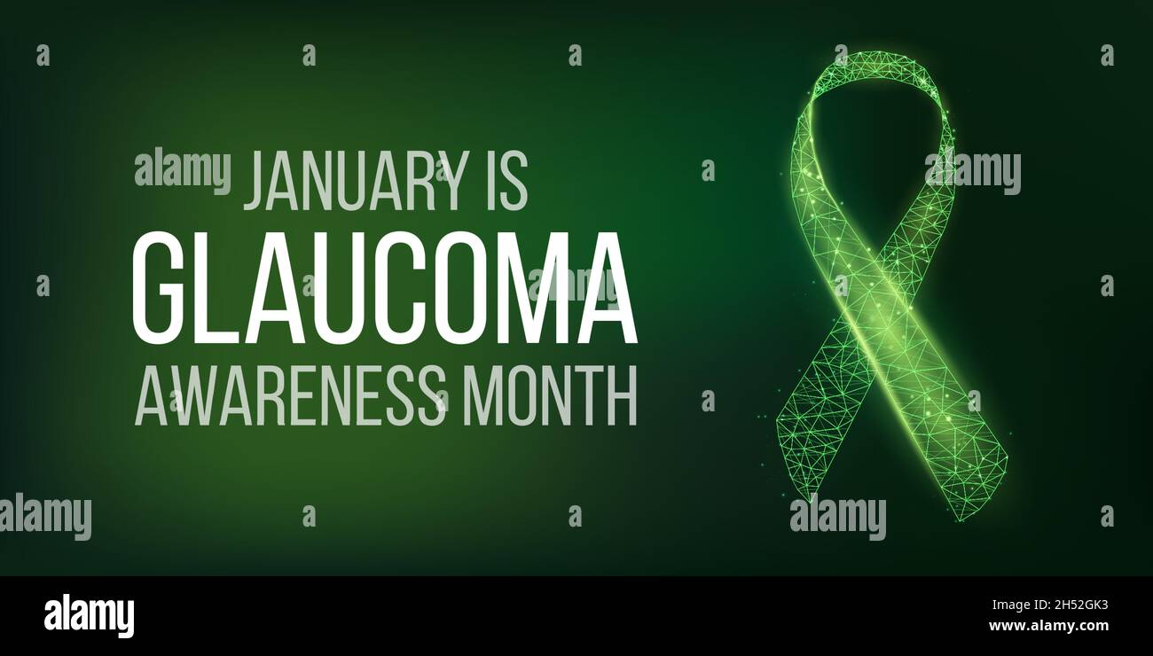 Glaucoma Awareness Month concept. Banner with green ribbon awareness ...