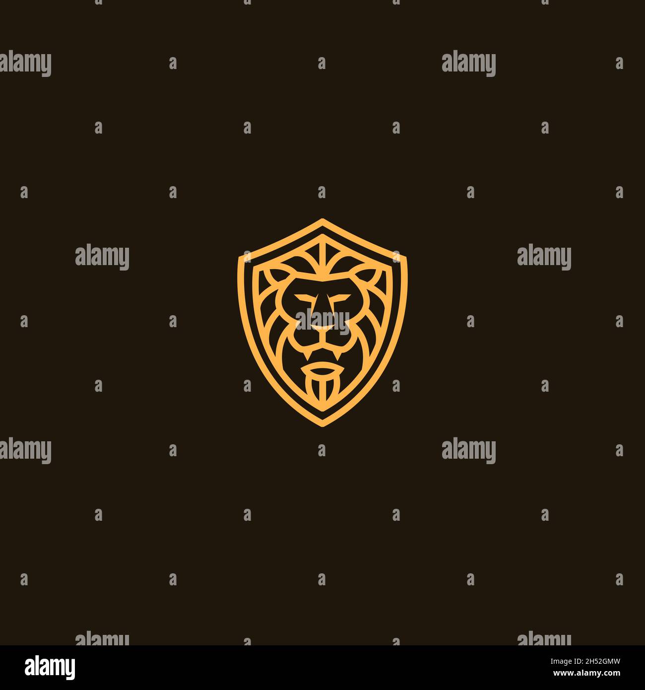 vector illustrations. lion shield logo with line art concept Stock ...