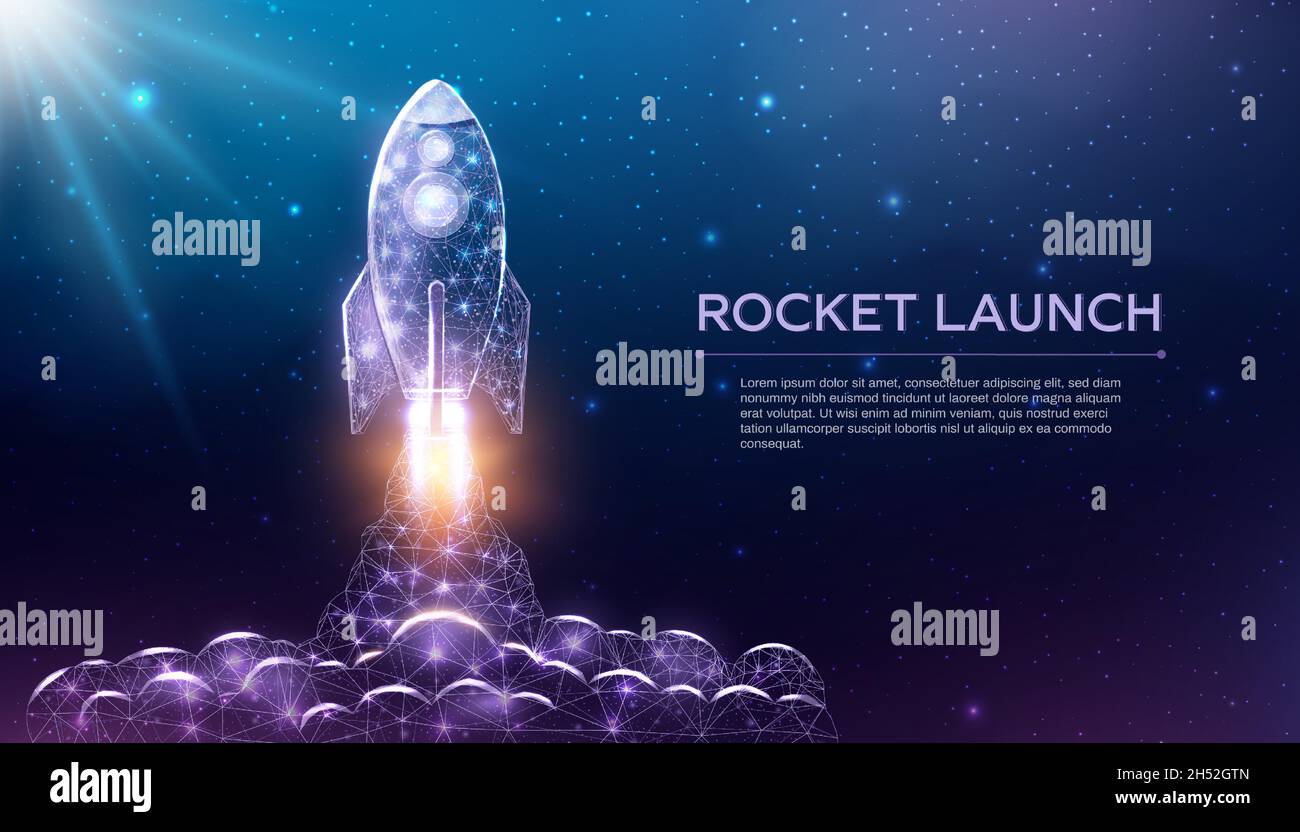 Rocket launch, wireframe polygonal style Stock Vector Image & Art - Alamy