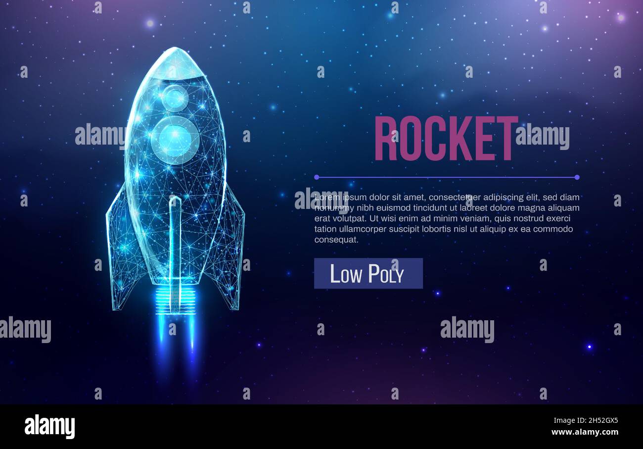 Rocket launch, wireframe polygonal style Stock Vector Image & Art - Alamy